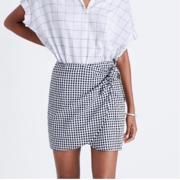 Madewell | Skirts | Madewell Gingham Plaid Wrap Around Mini Skirt ...